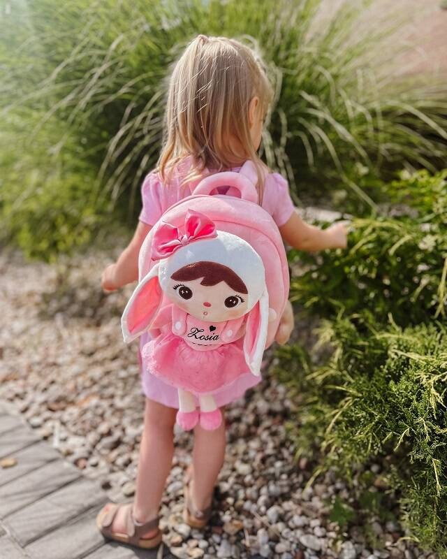 Metoo Personalized Pink Bunny with Bow Backpack with Doll 2in1 | Metoo ...