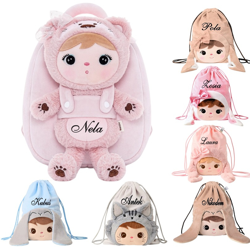 Metoo Personalized Bear Girl Backpack with Doll 2in1 and Bag - Set ...