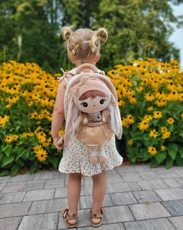 Metoo Personalized Beige Bunny with Bow Backpack with Doll 2in1 | Metoo ...